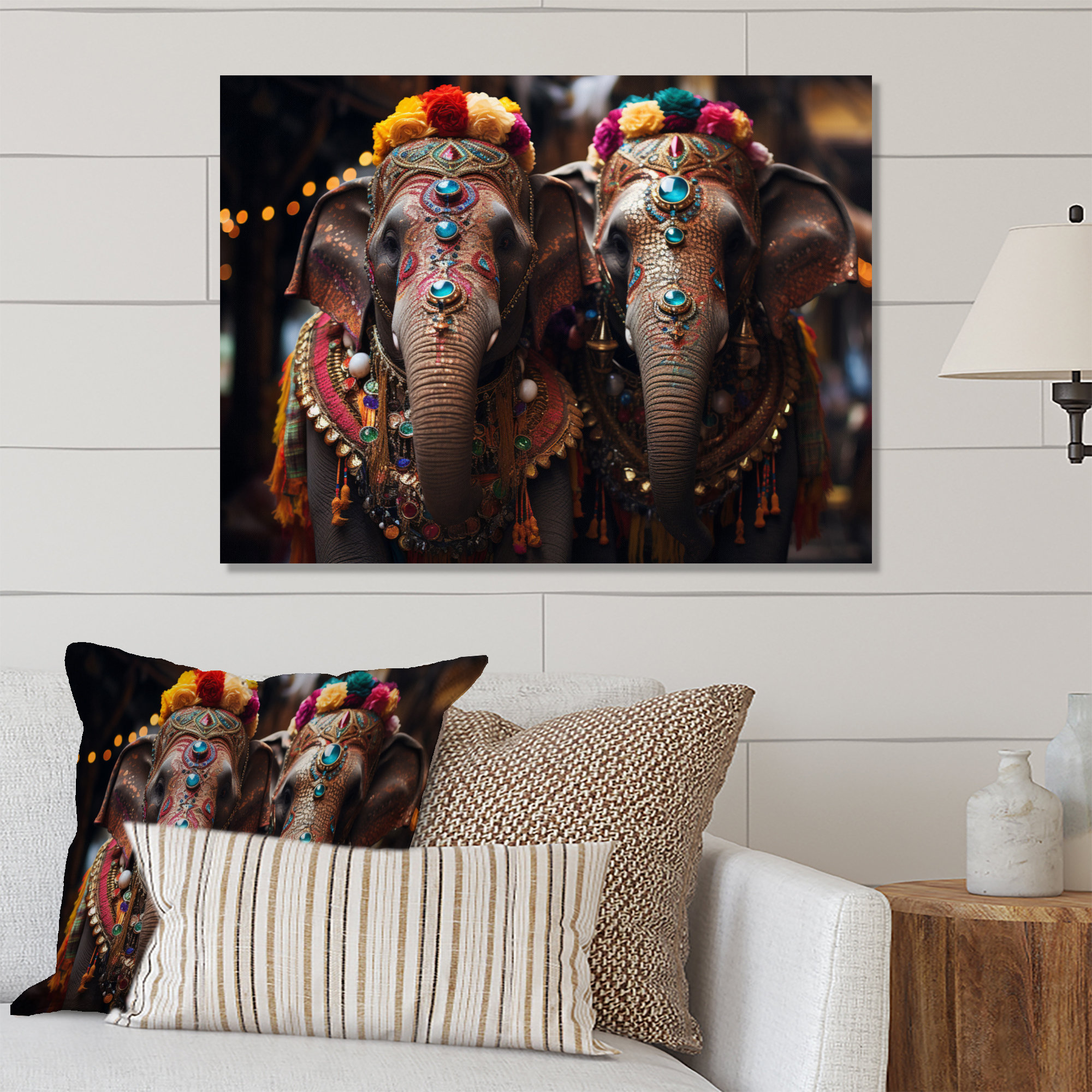 Bungalow Rose Asian Art Thai Elephants I - Asian Metal Wall Decor | Wayfair